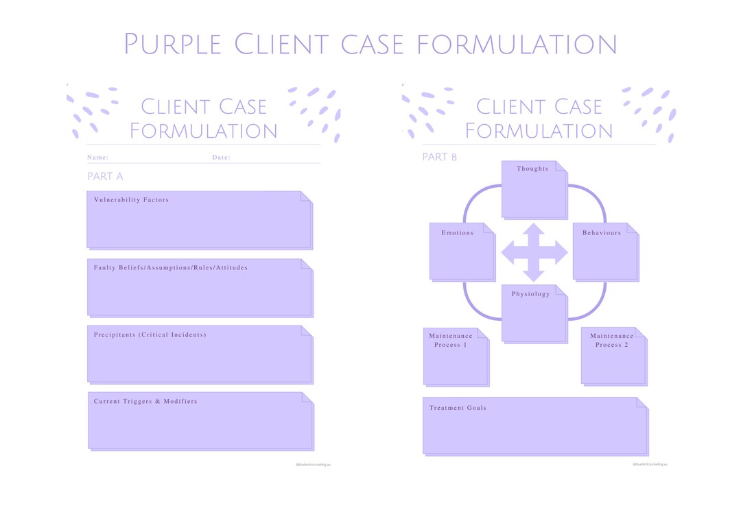 Pastel Purple Digital Client Case Formulation, Therapist Planner ...