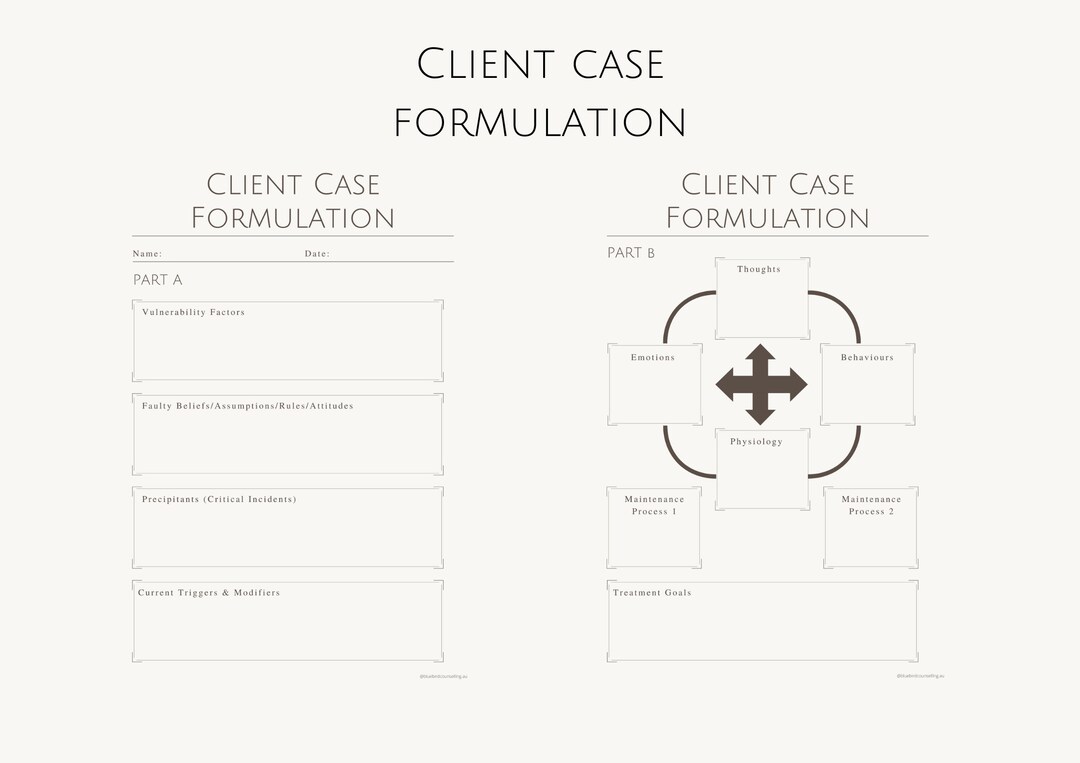 Therapist Planner, Counsellor Client Case Formulation Printable ...