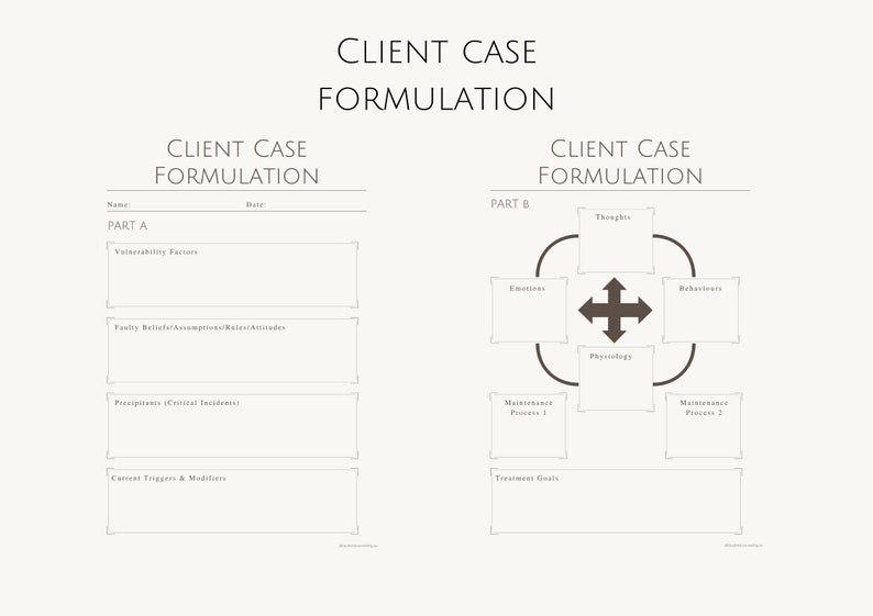 Therapist Planner, Counsellor Client Case Formulation Printable ...