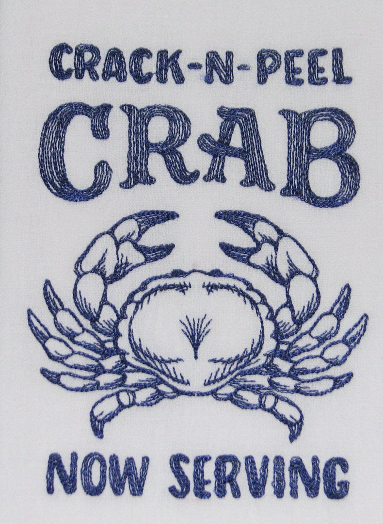 Crack-n-peel Crab Farmhouse Machine Embroidered Flour Sack - Etsy