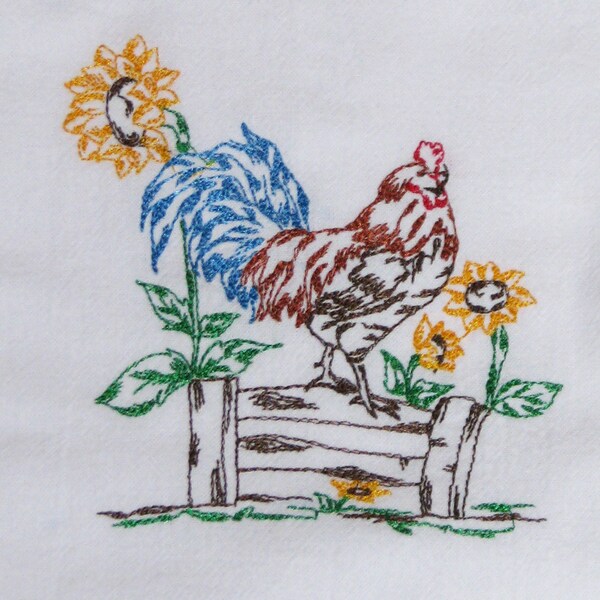 Embroidered Rooster - Etsy