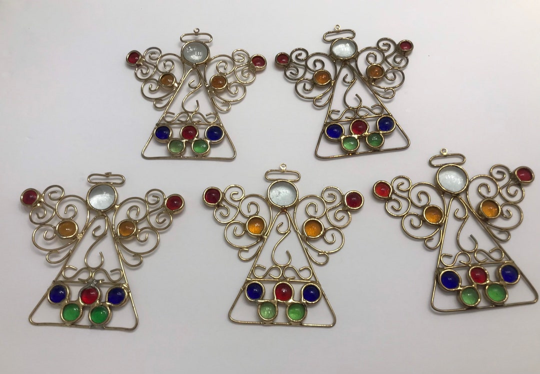 Five vintage bent wire jeweled angel ornaments measuring 5 x 5. - Etsy ...