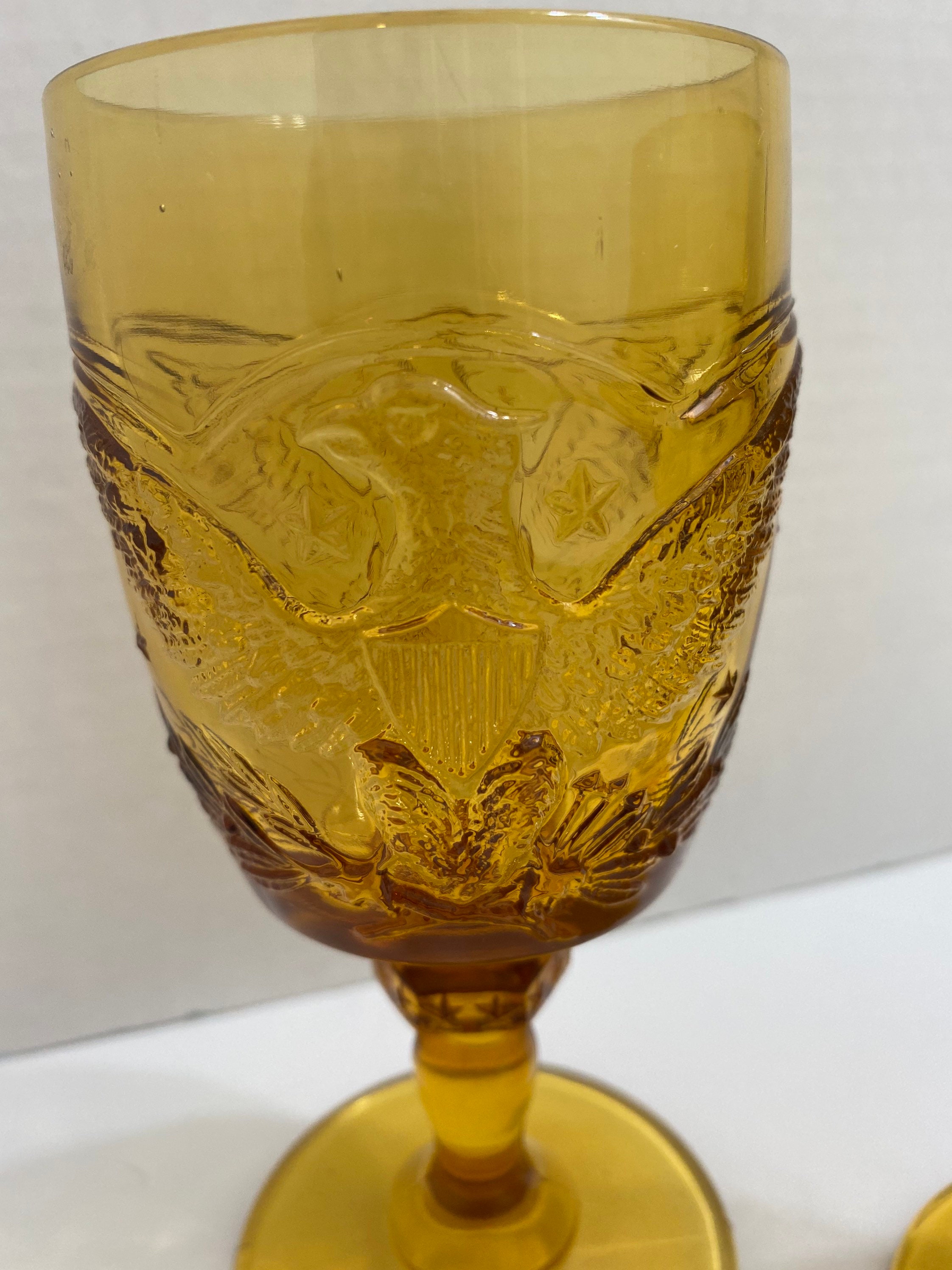 Vintage L.E. Smith Glass Heritage American Eagle W/shield & Stars Amber ...