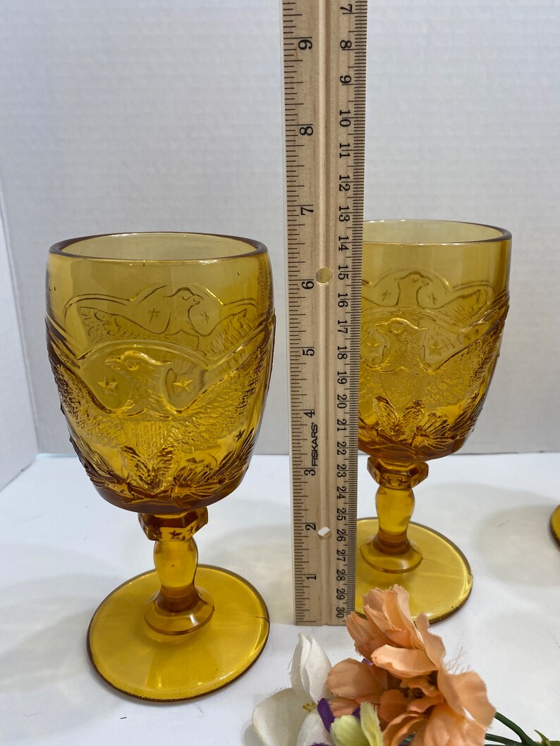 Vintage L.E. Smith Glass Heritage American Eagle W/shield & Stars Amber ...