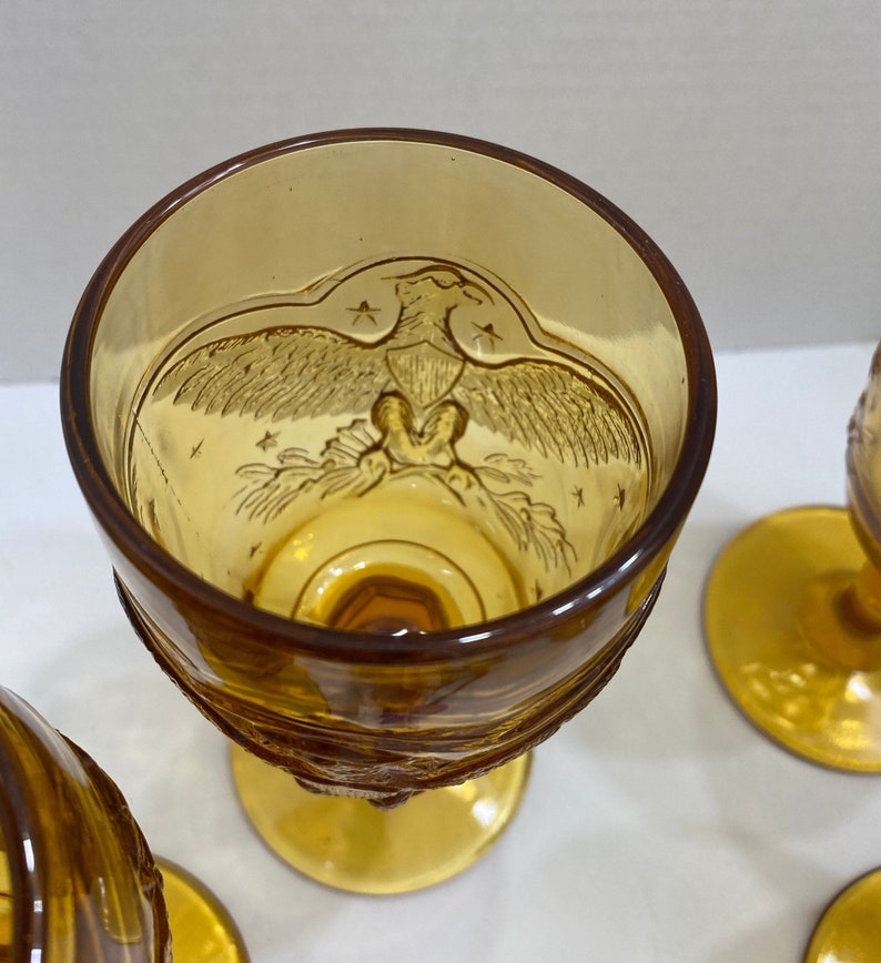 Vintage L.E. Smith Glass Heritage American Eagle W/shield & Stars Amber ...