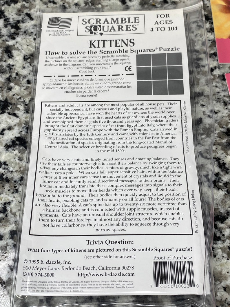 1995 Scramble Squares: Kittens Jigsaw Puzzle - Etsy