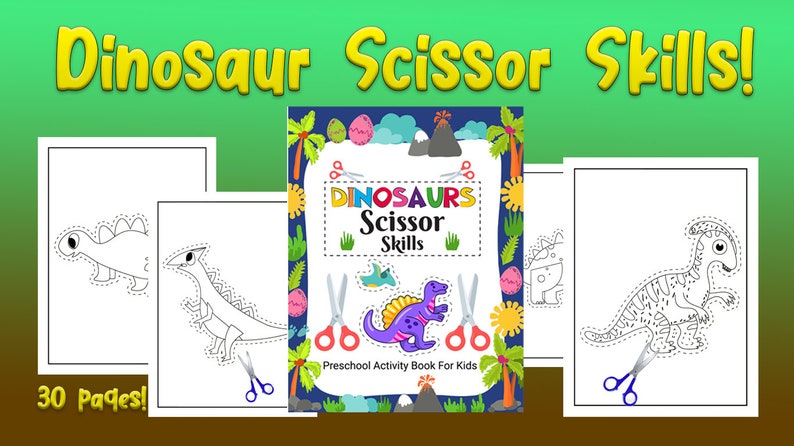 Scissor-skill Dinosaur Coloring 30 Pages Digital Download - Etsy