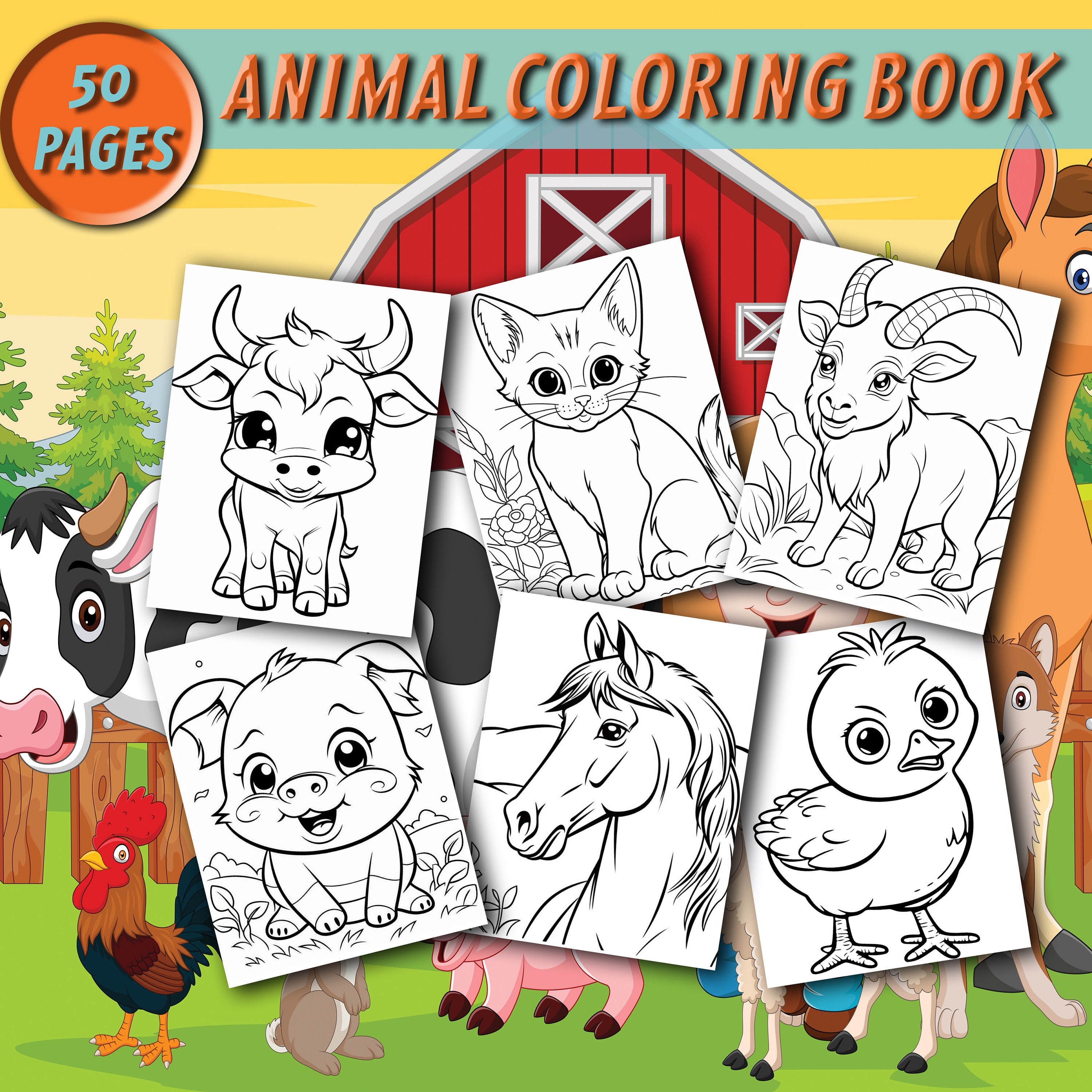 50 Cute Animal Coloring Pages Cute | Printable Coloring Book | Coloring ...