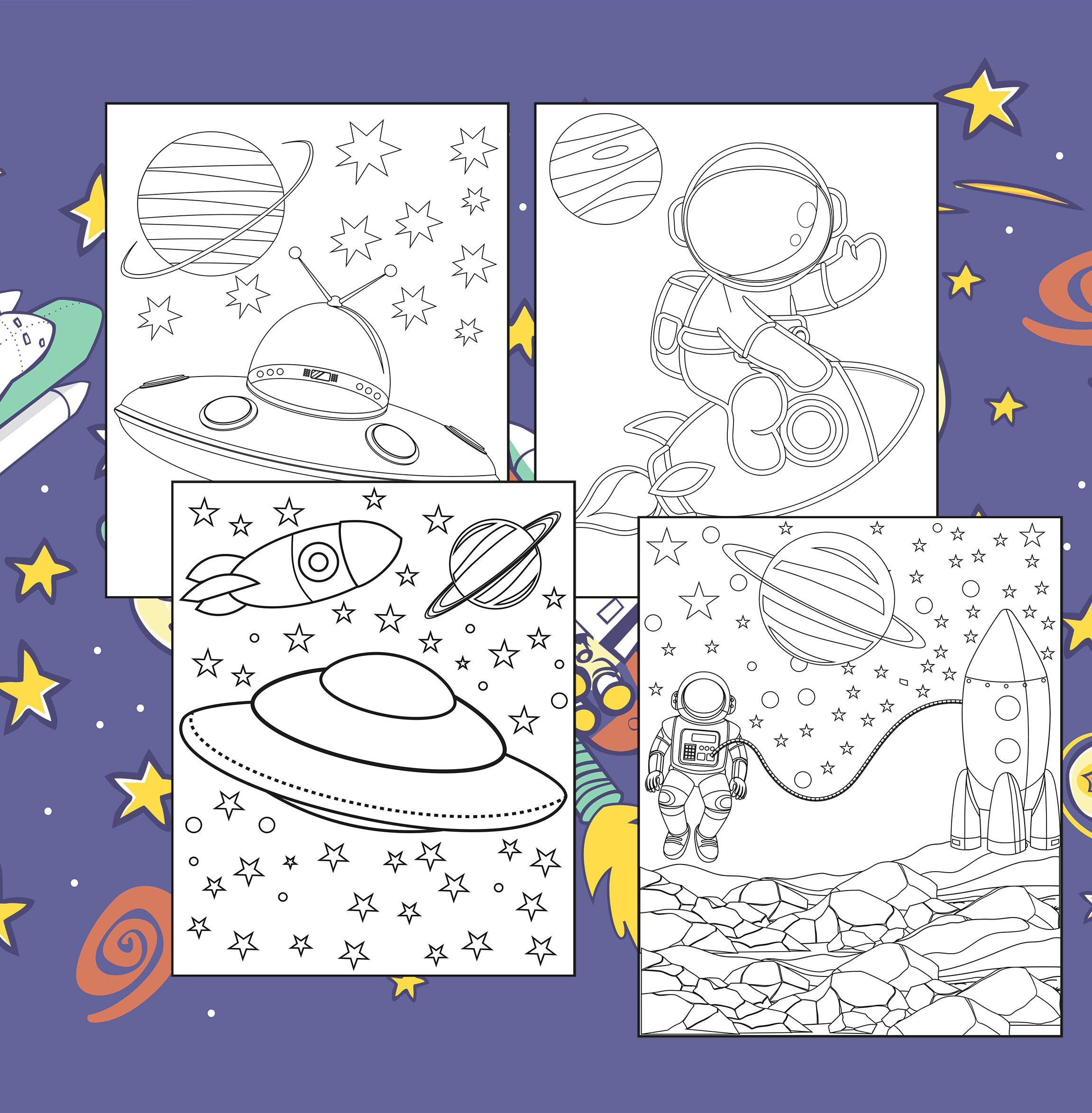 Outerspace Coloring Pages–30 Digital PDF Printable Space Coloring Pages ...