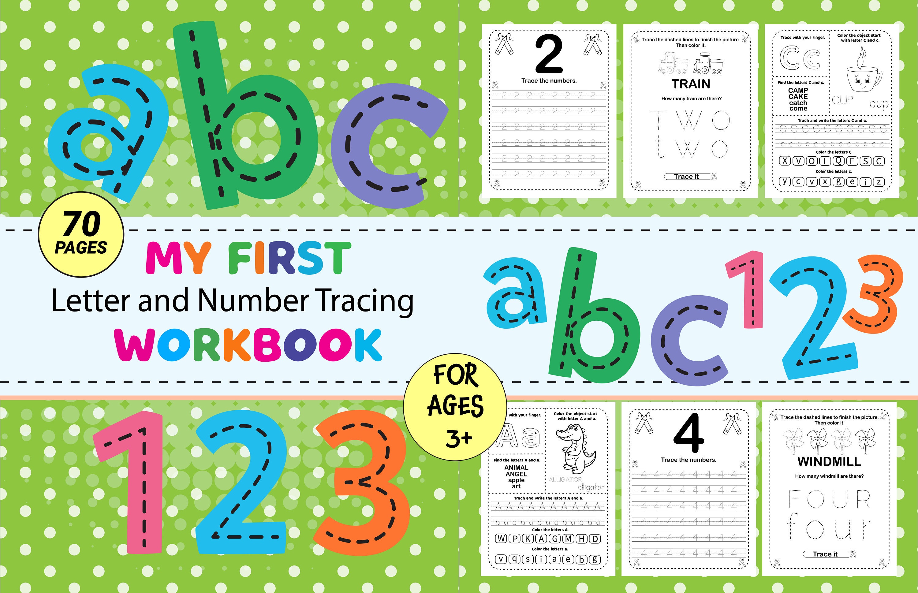 70 Page ABC Color & Trace Alphabet Pages for Toddlers and Kids 2 and Up ...