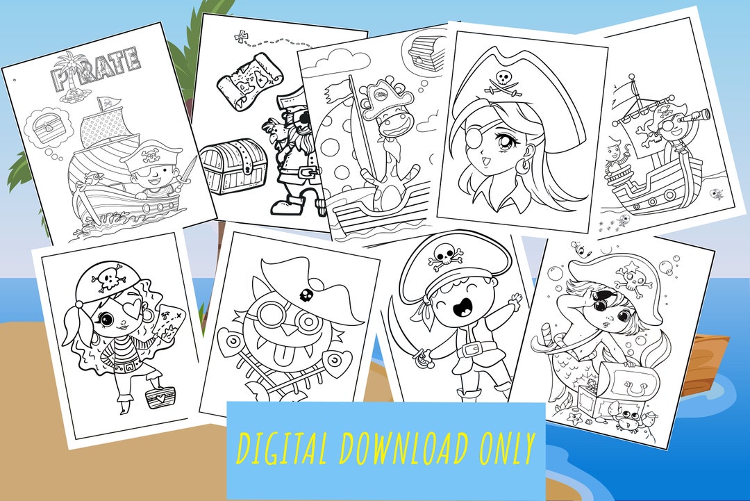 35 Pirate Coloring Pages, Pirate Activities, Pirate Party, Pirate Decor ...