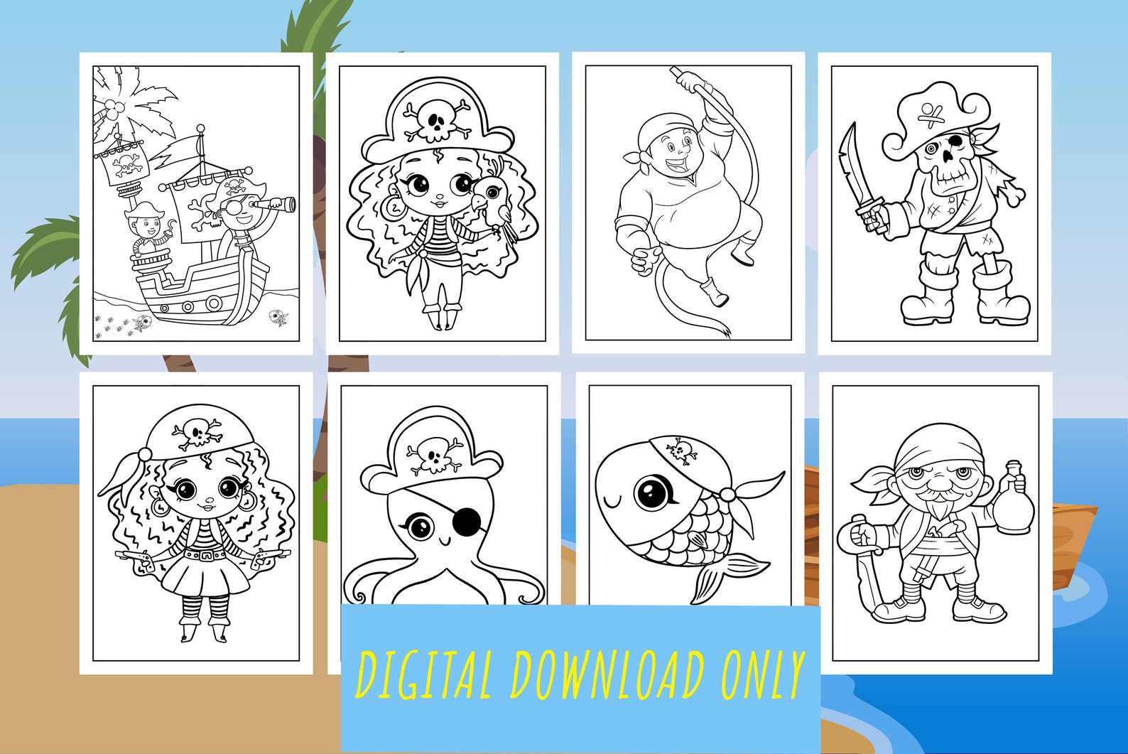 35 Pirate Coloring Pages, Pirate Activities, Pirate Party, Pirate Decor ...
