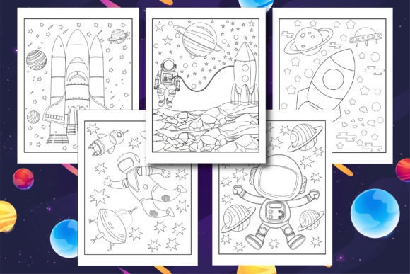 Outerspace Coloring Pages–30 Digital PDF Printable Space Coloring Pages ...