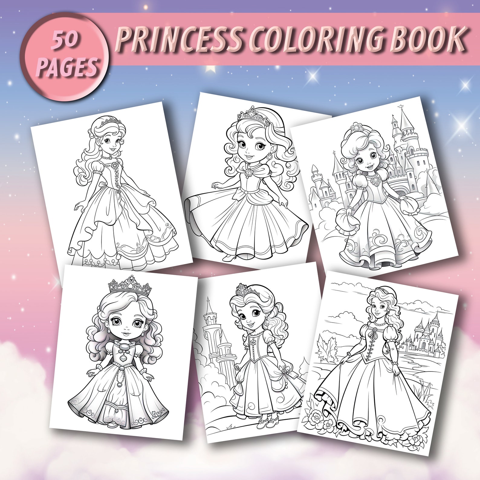 50 Princess Coloring Pages Cute | Printable Coloring Book | Coloring ...