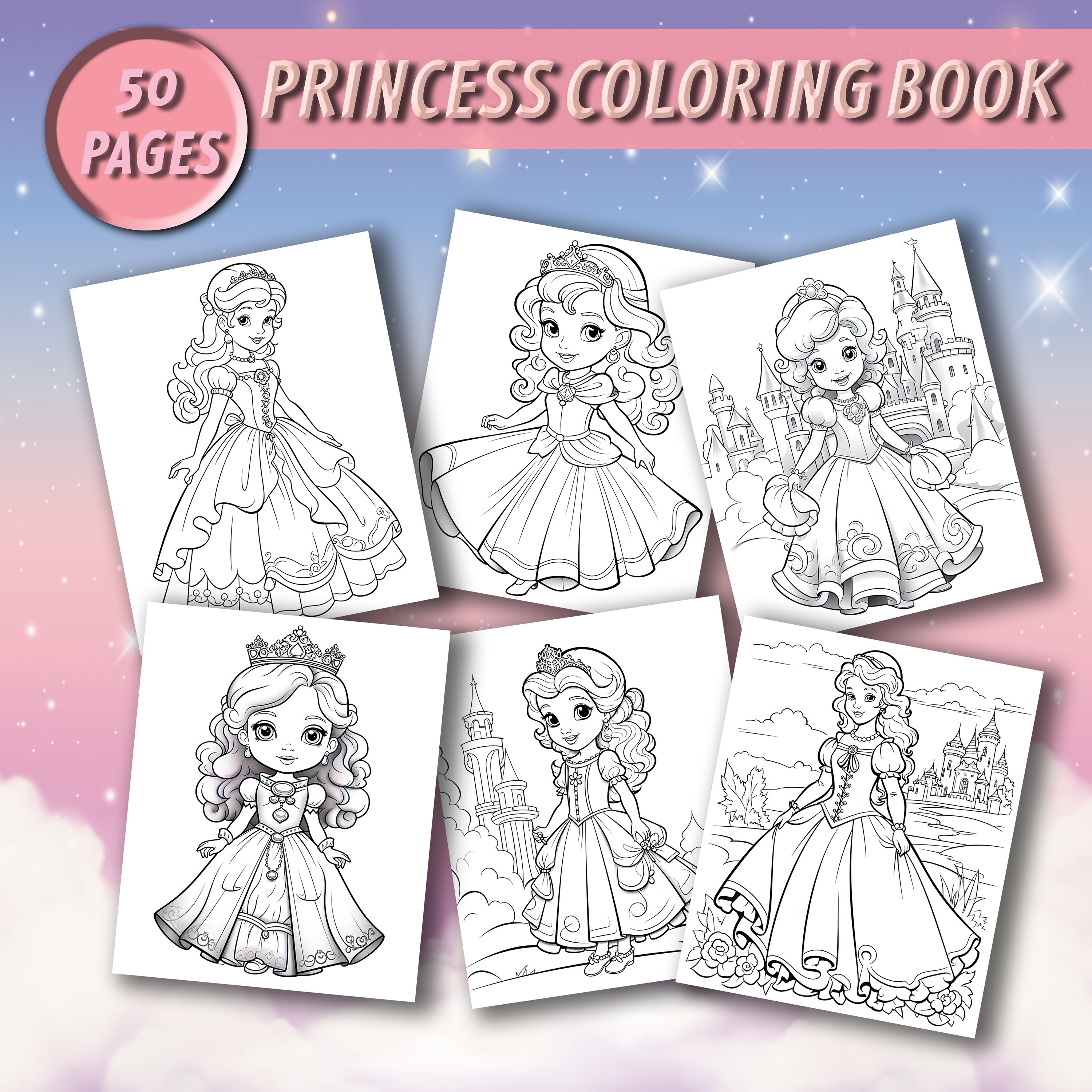 50 Princess Coloring Pages Cute | Printable Coloring Book | Coloring ...
