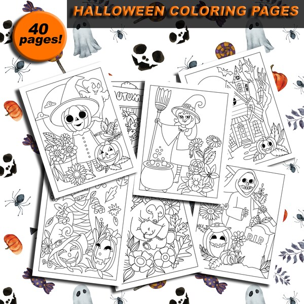 Halloween Coloring Pages - Etsy