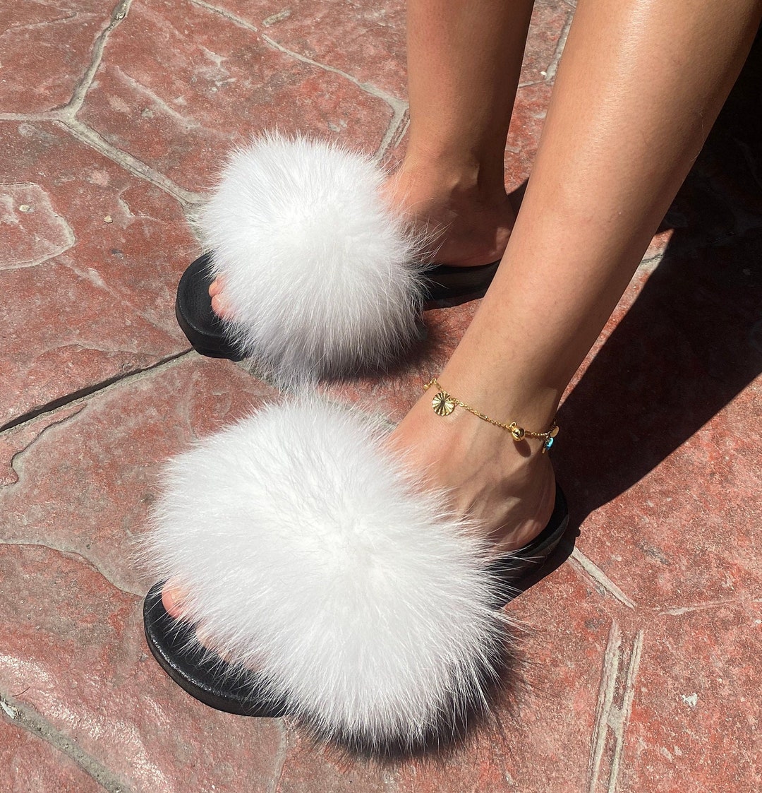 Fur Slides, Fur Slides for Women, Fox Fur Slides.real Fox Fur Slides ...