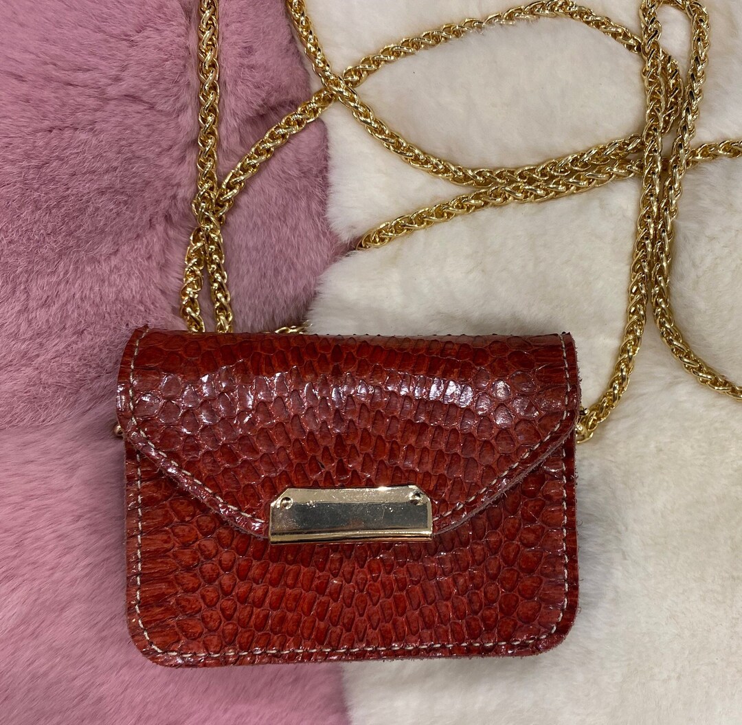Flame Red Python Bag With First Quality Chain. A Snakeskin - Etsy