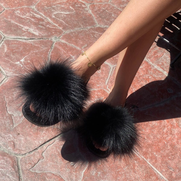 Fluffy Slides - Etsy