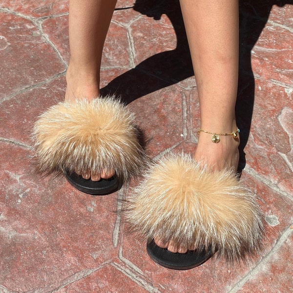 Fur Slides for Women - Etsy