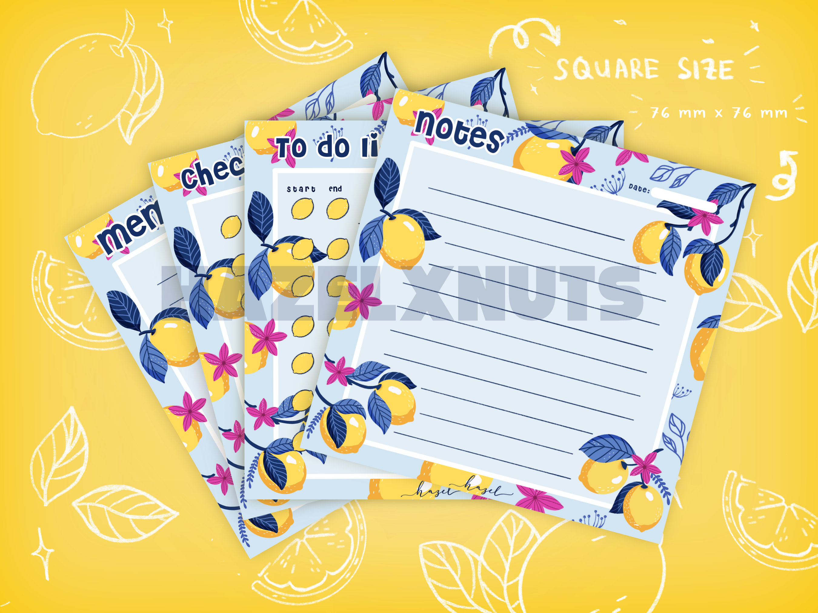 Lemon Printable Notepad Set Printable Memo Pad Printable - Etsy