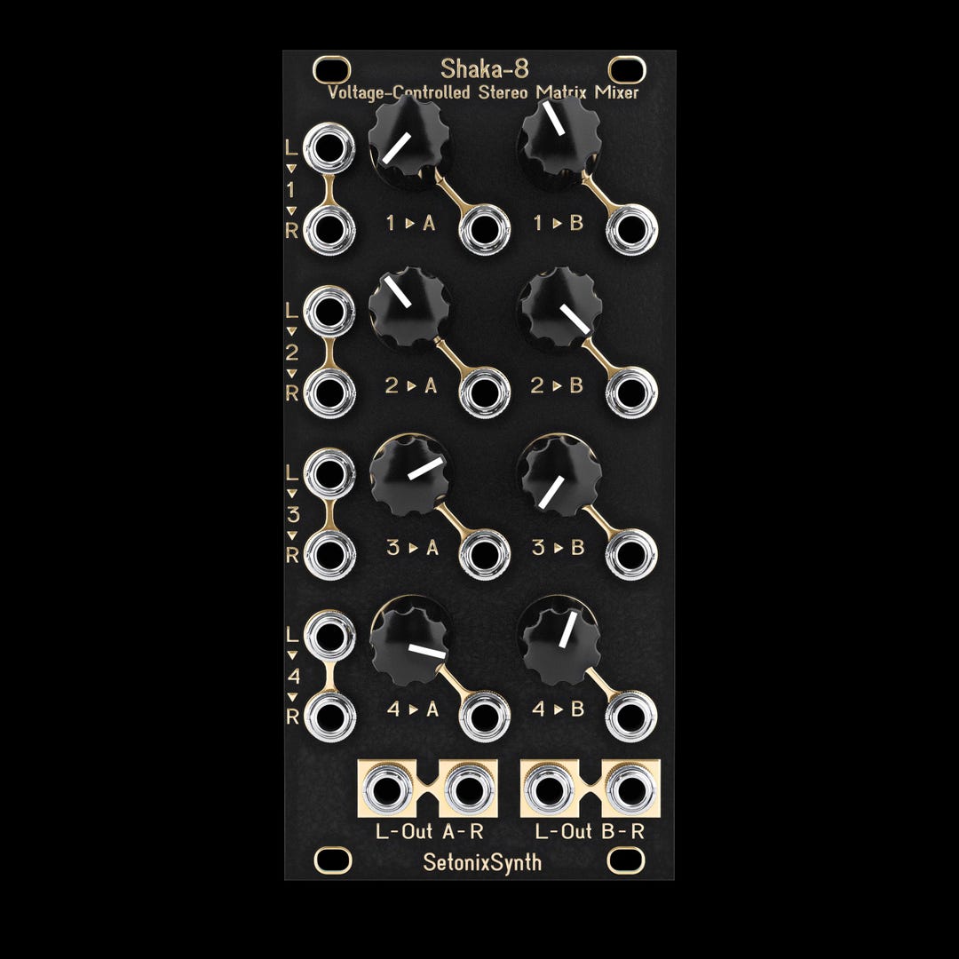 Setonixsynth Shaka-8 Voltage Controlled Stereo Matrix Mixer - 12hp VCA ...
