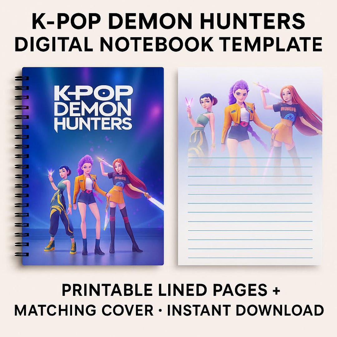K-pop Demon Hunters Digital Notebook Template – Printable Lined Pages ...