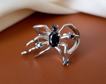 Black Onyx Spider Ring - Etsy