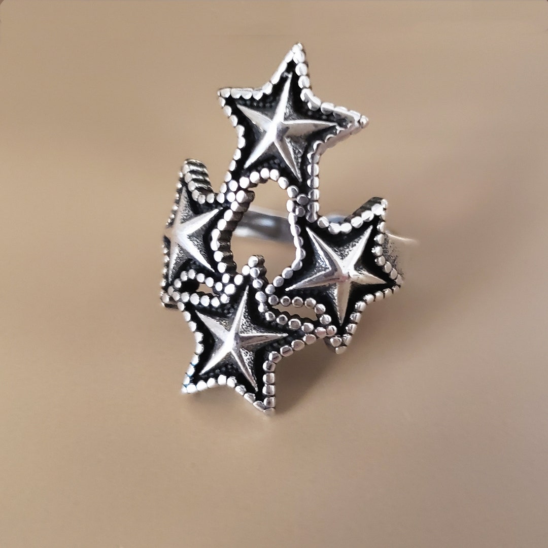 Stars Ring Large Ring Punk Rock Rings Mens Gothic Streetwear - Etsy