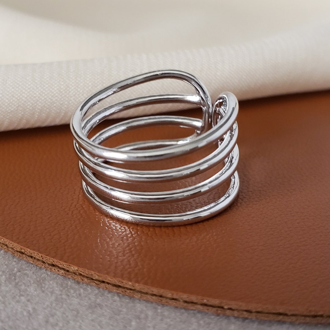 Silver Layering Spring Ring Stacking Wraping Ring Rad Boho - Etsy