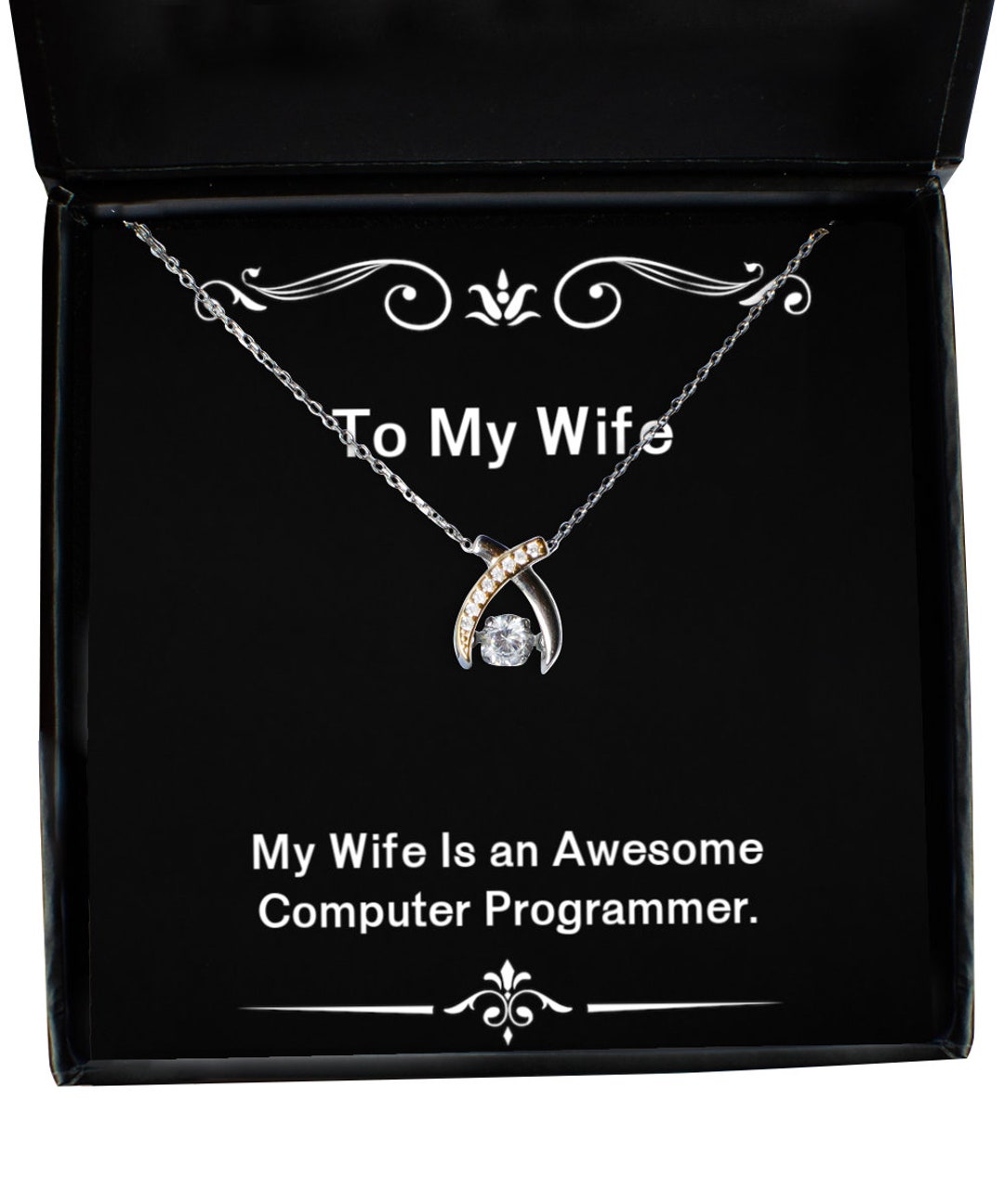 Funny Wife Wishbone Dancing Necklace, My Wife is an Awesome Computer ...
