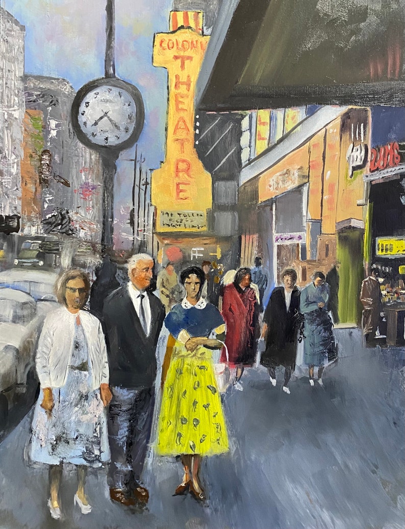 Seattle Street Scene Original Oil Painting, Wall Art, Home Decor, Fine ...