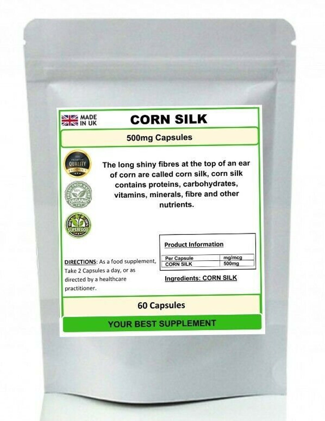 Corn Silk Capsules 500mg 100% Pure no Additive High Strength - Etsy