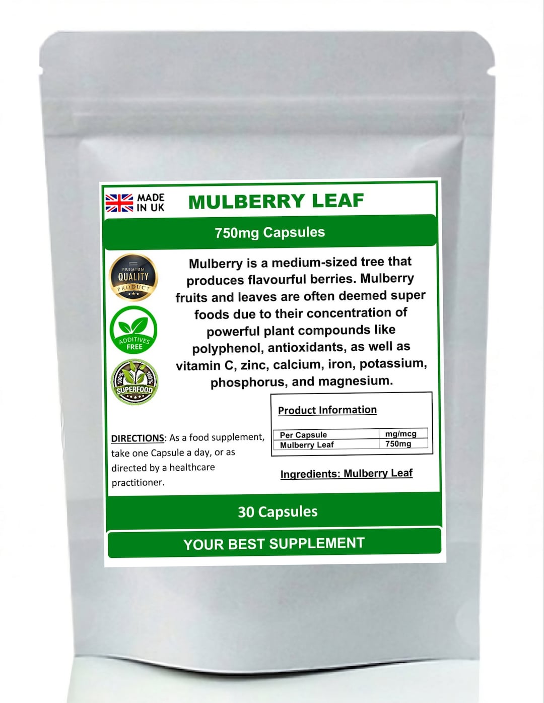 Mulberry Leaf Capsules 750mg 100% Pure (no Additive) High Strength - Etsy
