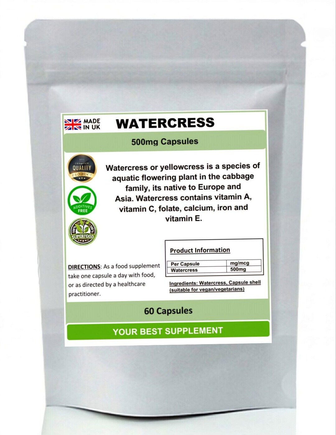Watercress Capsules 500mg (high Strength) Pure, No Additives - Etsy UK