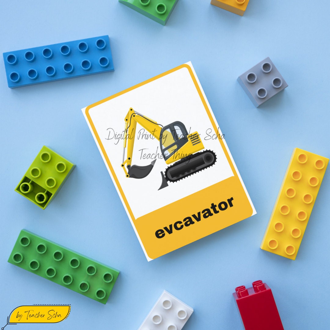 Construction Vehicle Card, Kids Digital Learning Flashcard, Ready to ...