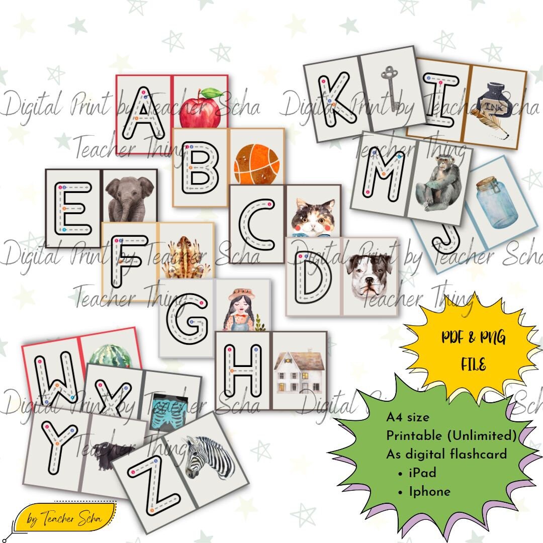 Flash Cards, ABC, Junk Journal, Alphabet, Letters, Children's, Pocket ...