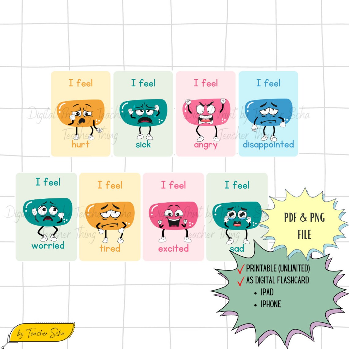 Facial Expression Flash Card, Kids Digital Learning Flashcard, Ready to ...