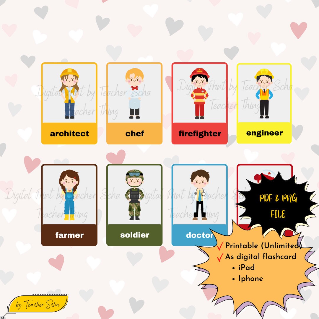 Assorted Occupation Card, Kids Digital Learning Flashcard, Ready to ...