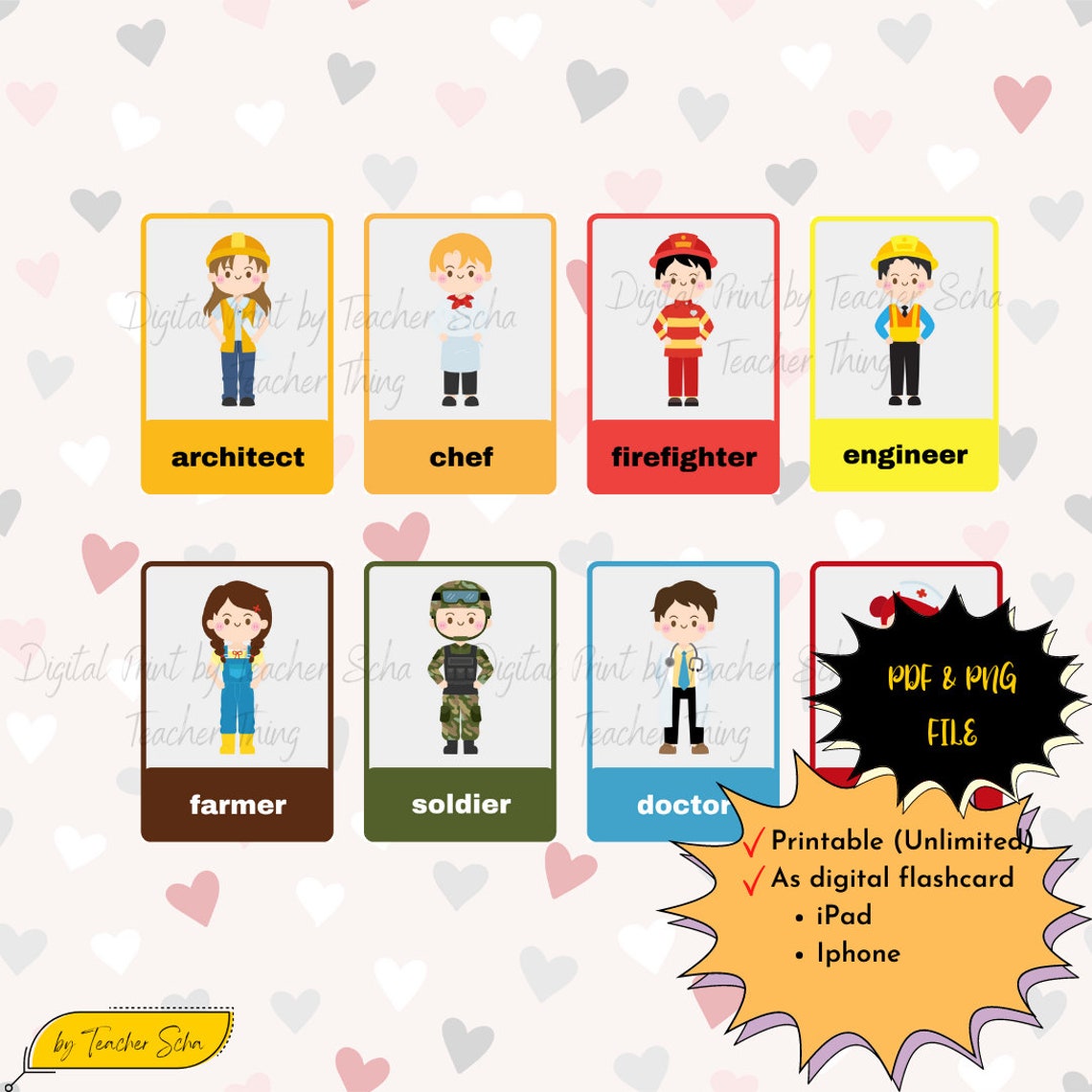 Assorted Occupation Card, Kids Digital Learning Flashcard, Ready to ...