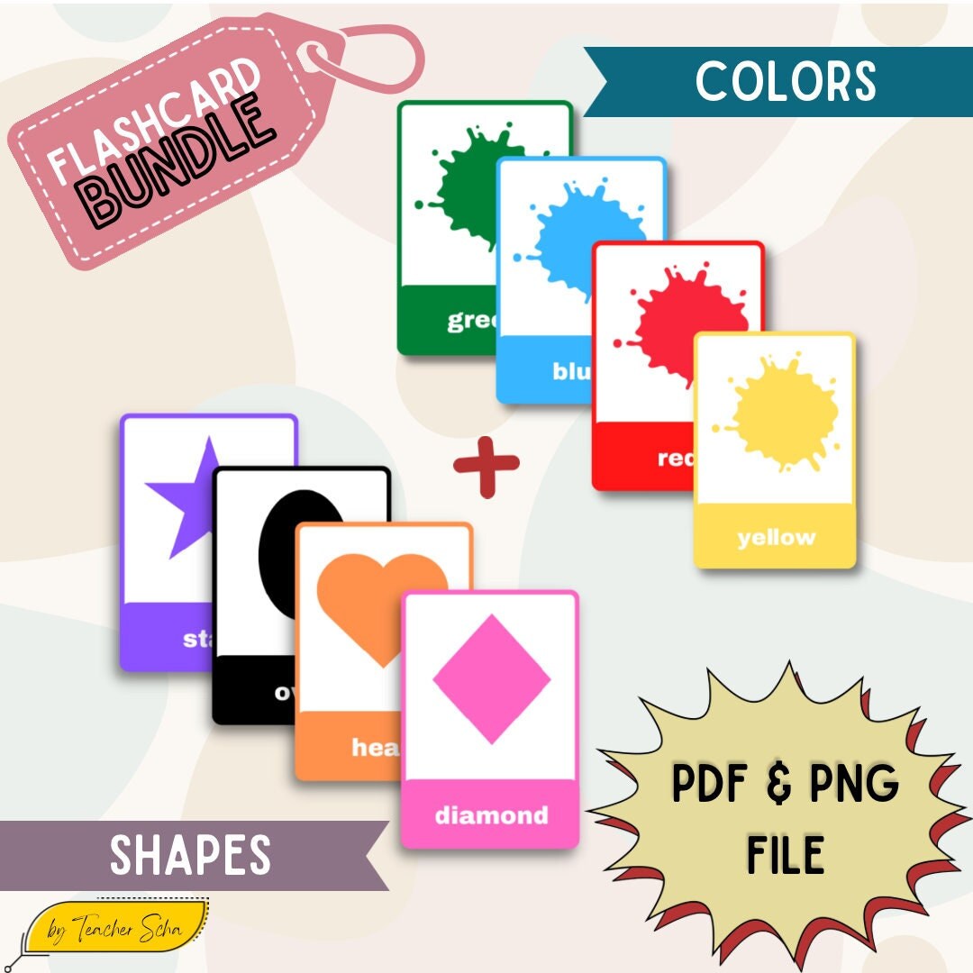 Kids Flashcard Shape & Color Bundle, Nursery Flashcard Printable ...