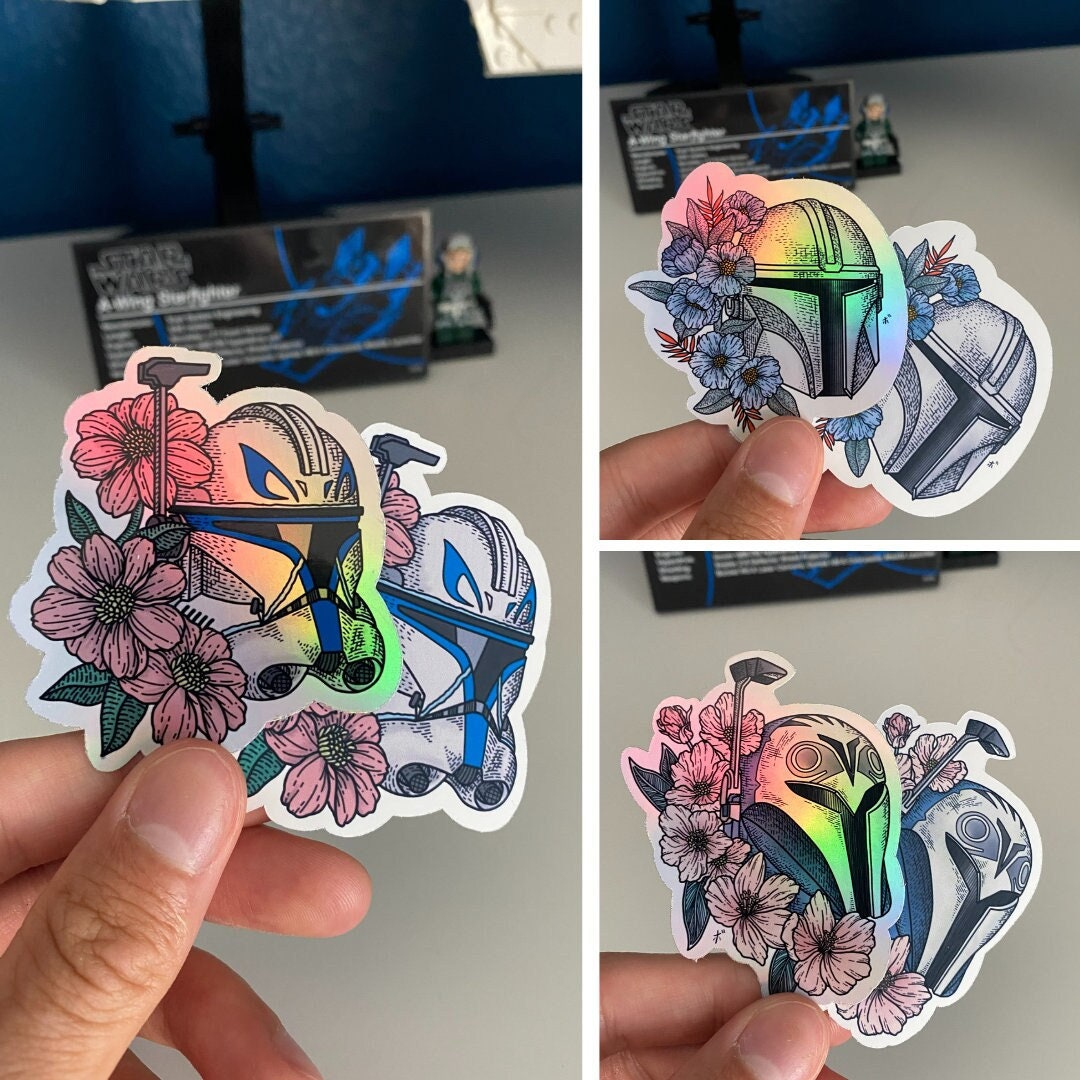 Star Wars Holographic Floral Helmet Vinyl Stickers - Etsy