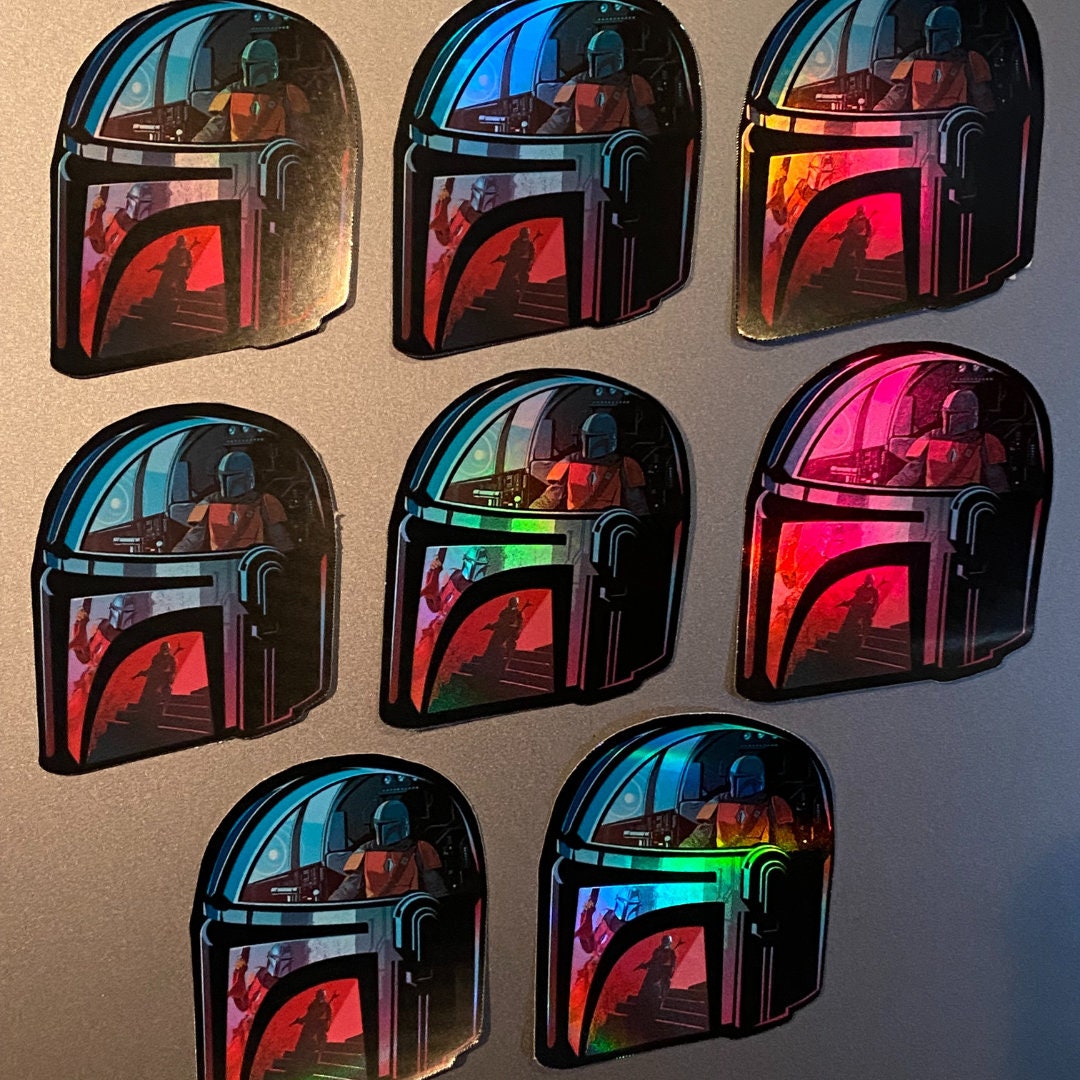 Mandalorian Holographic Helmet Sticker - Etsy