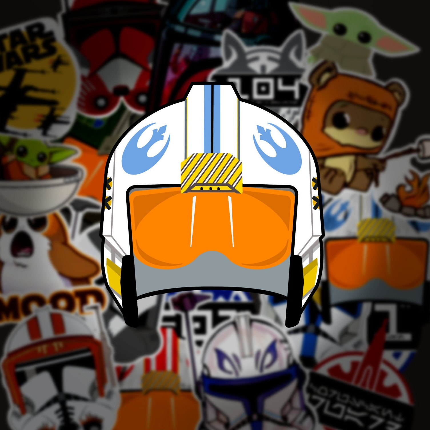 Star Wars Rebel Pilot Helmet Vinyl Stickers (hydroflask/laptops/water ...