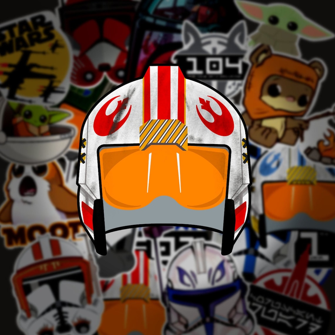 Star Wars Rebel Pilot Helmet Vinyl Stickers (hydroflask/laptops/water ...