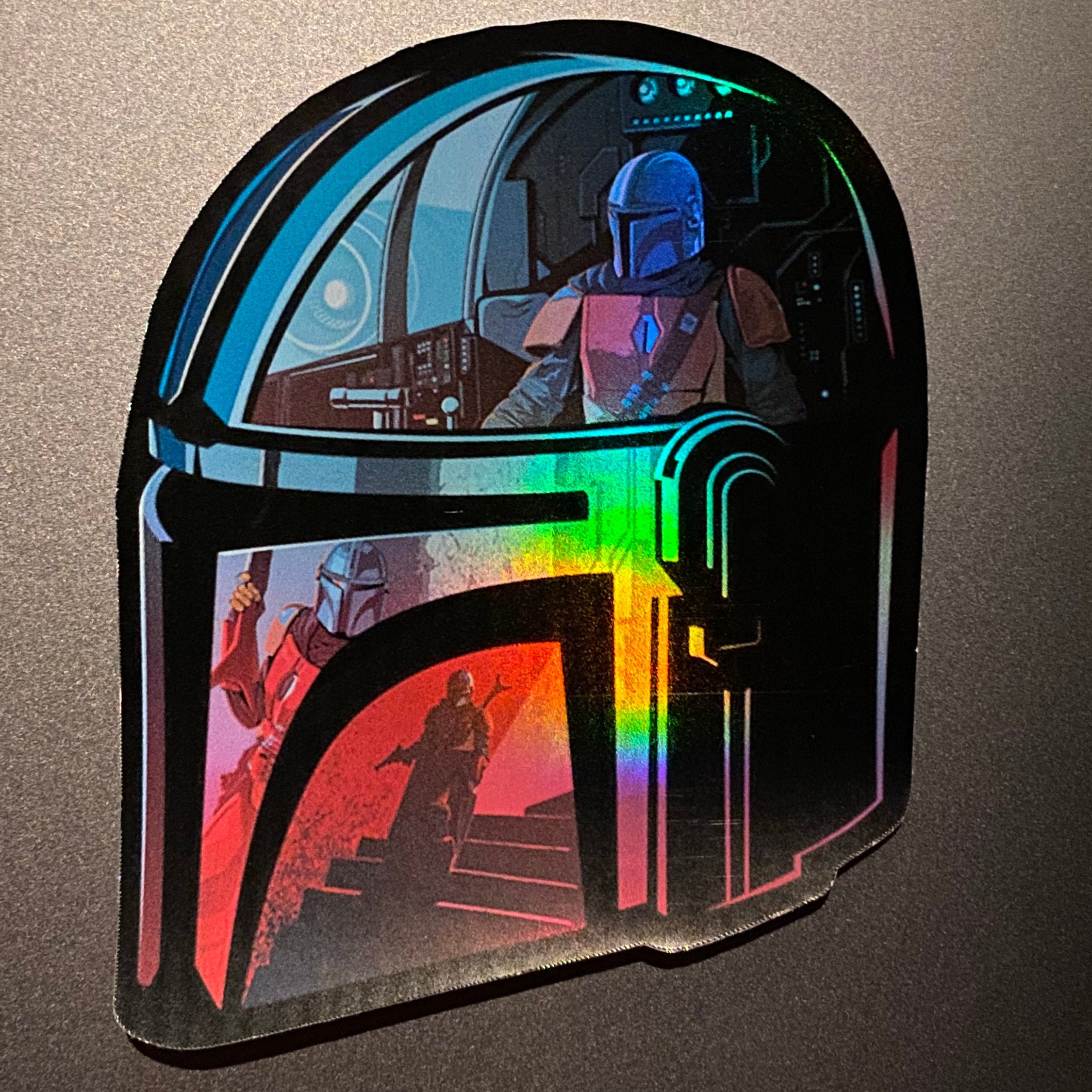 Mandalorian Holographic Helmet Sticker - Etsy