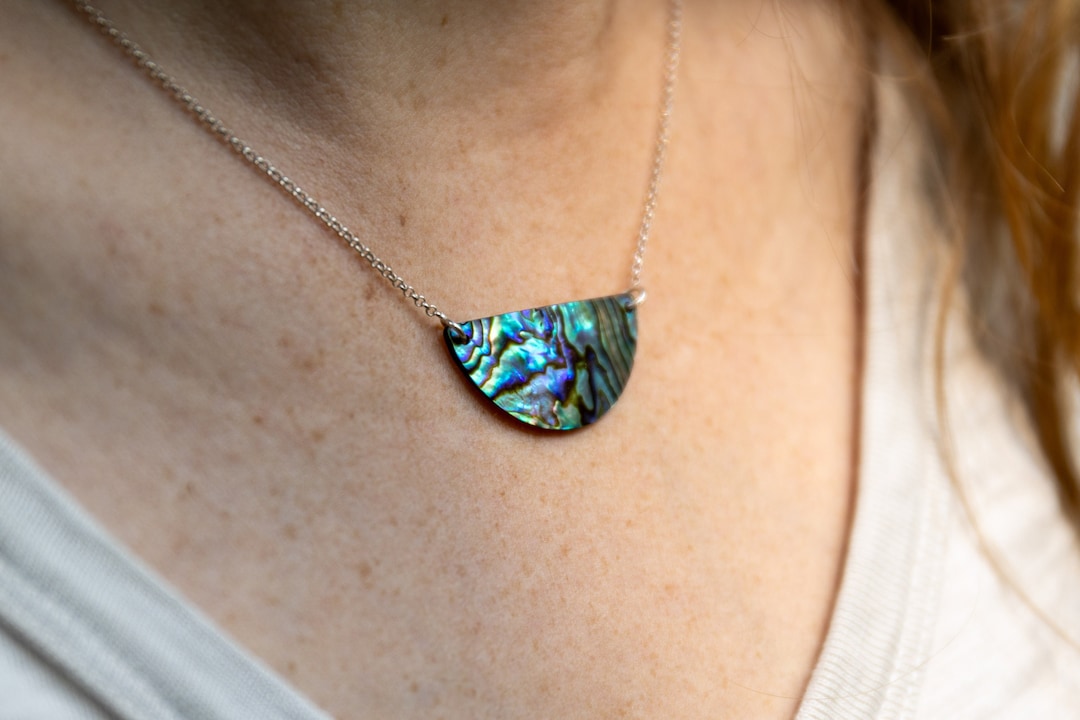 Abalone Paua Shell Half Moon Necklace Pendant - Etsy