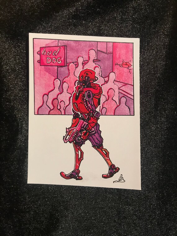 Bad Dog Traditional Art Sticker Waterproof Vapor Wave - Etsy