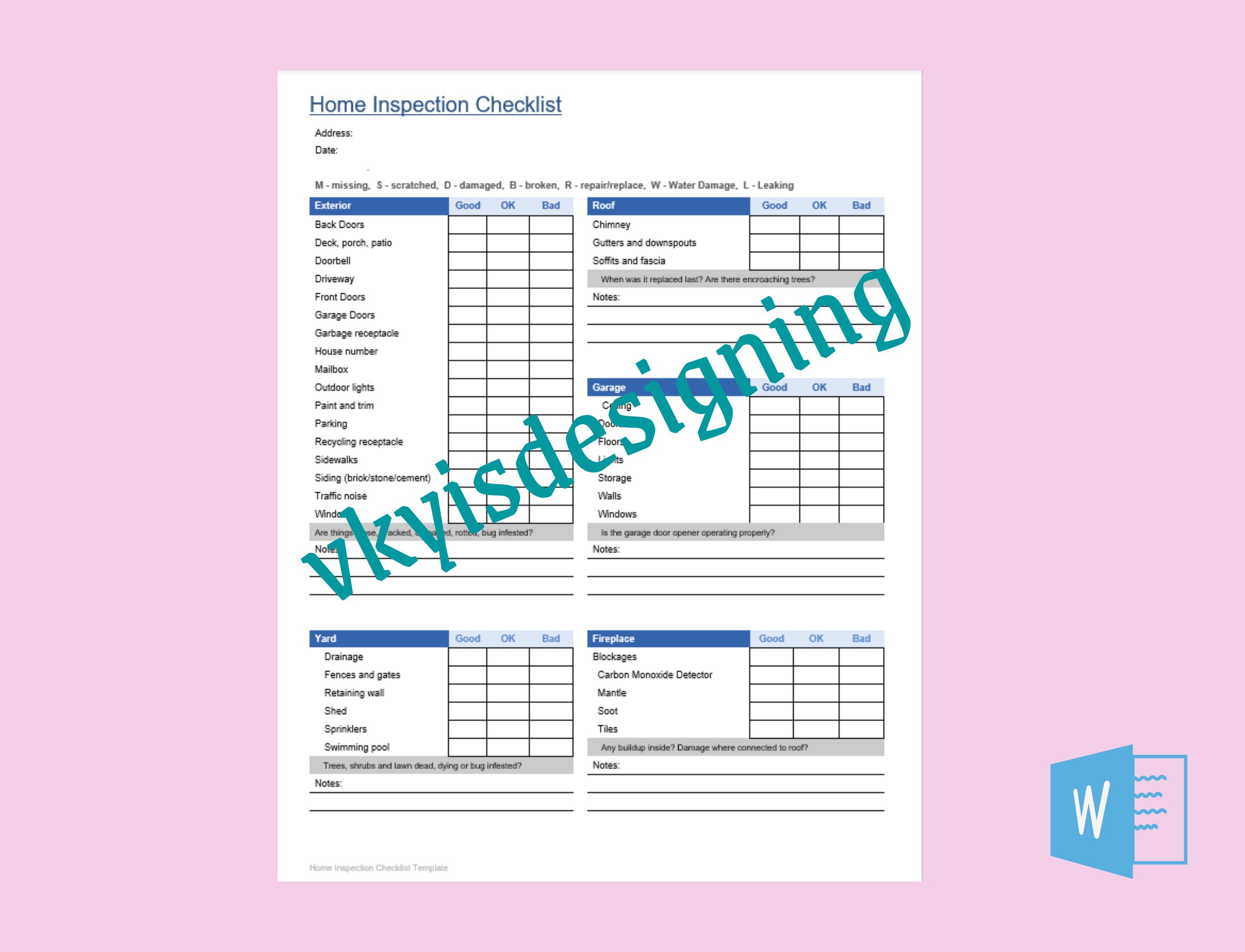 Home Inspection Checklist: Editable Template (word File) - Etsy