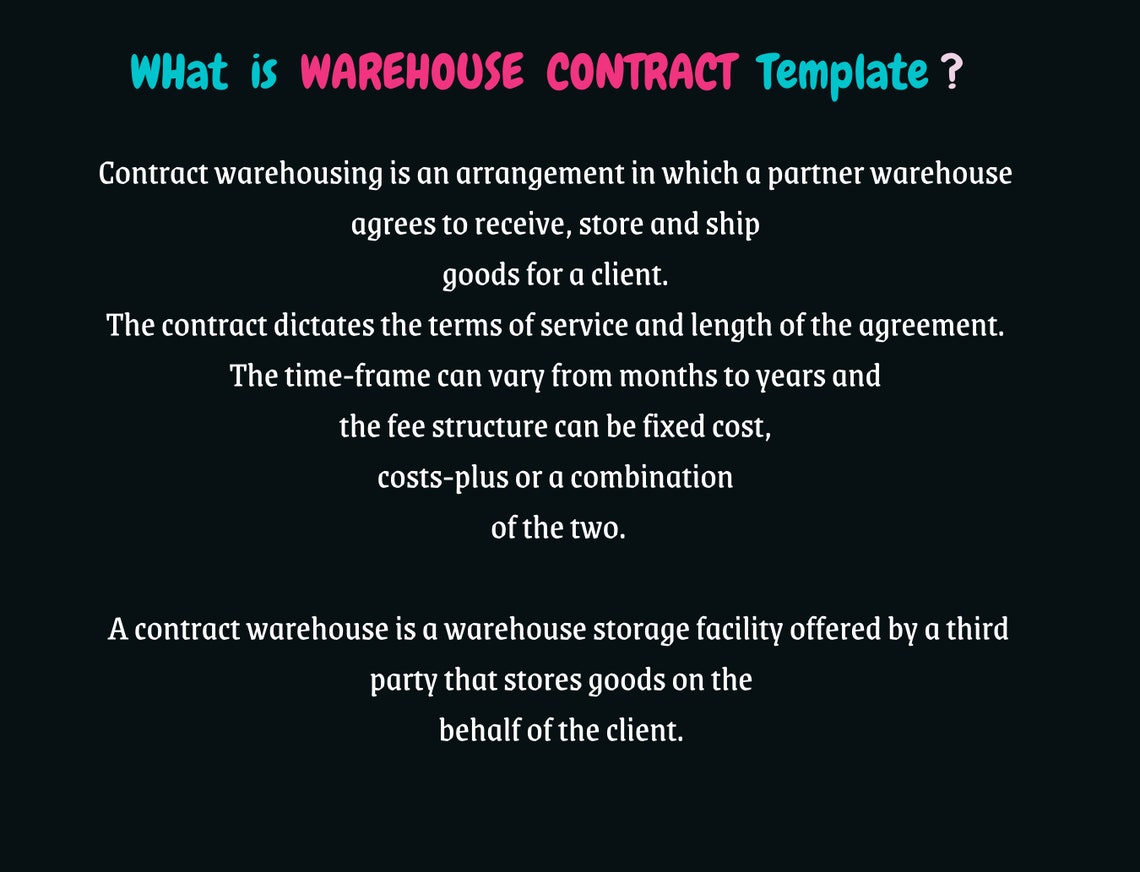 Warehouse Contract Template: LLC, Logistics, Trucking, Freight (word ...